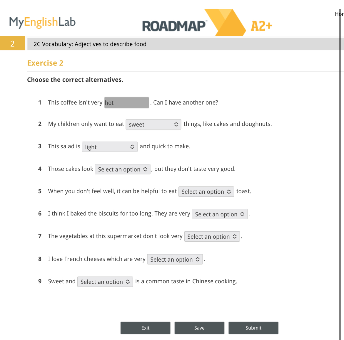 MyEnglishLab ROADMAP A2 2 2C Vocabulary | StudyX