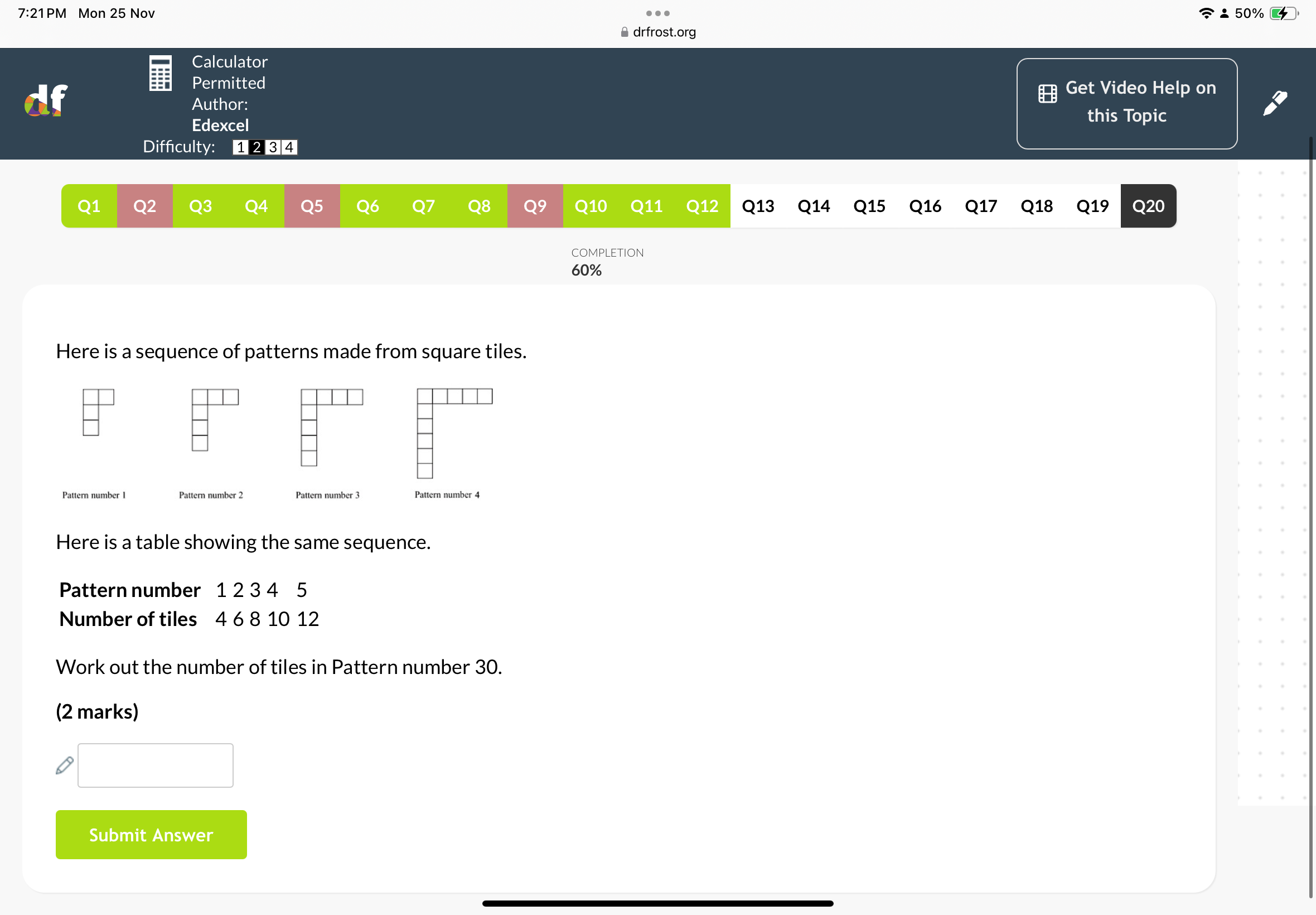 Here is a sequence of patterns made from | StudyX
