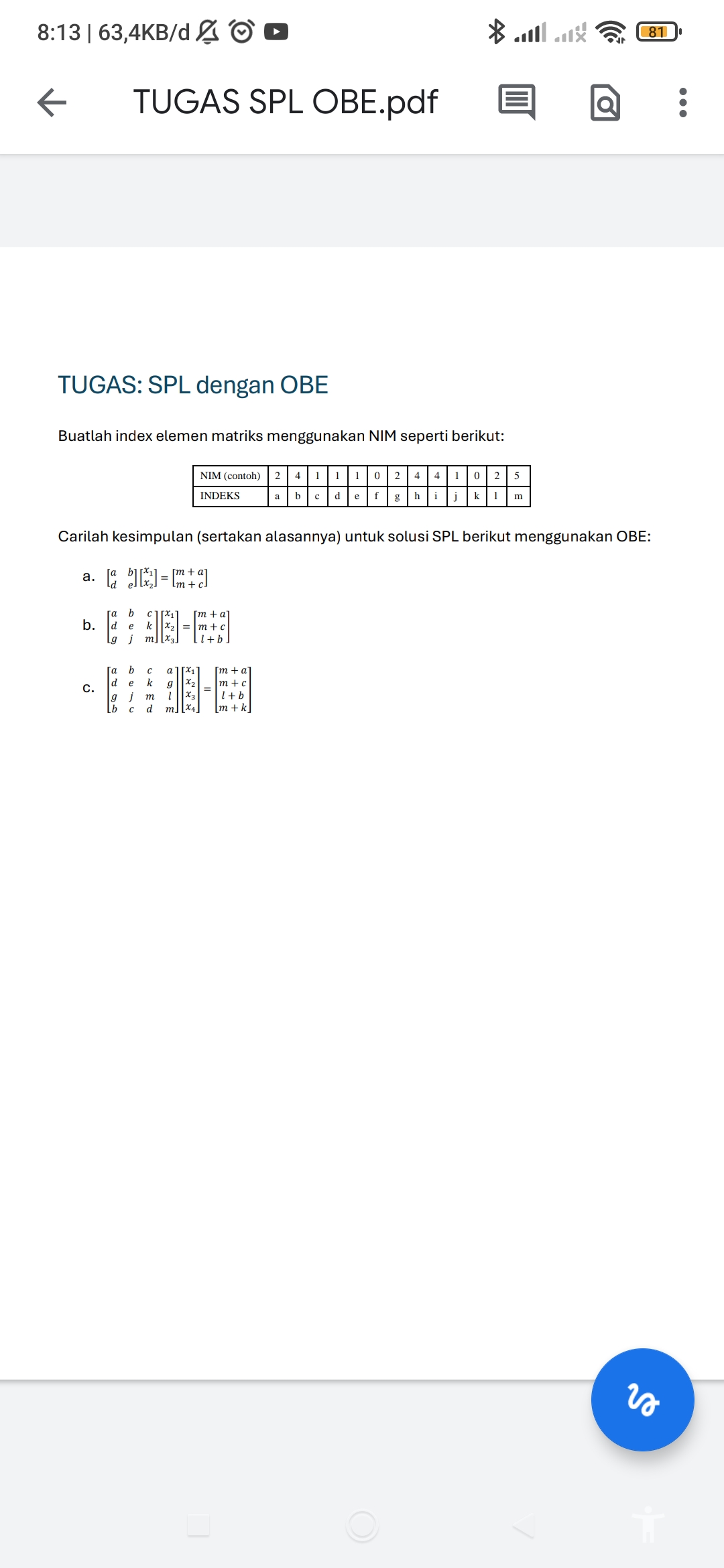 TUGAS SPL dengan OBE Buatlah index elemen | StudyX