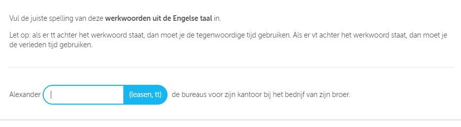 Vul de juiste spelling van deze werkwoorden uit de Engelse taal in Let ...