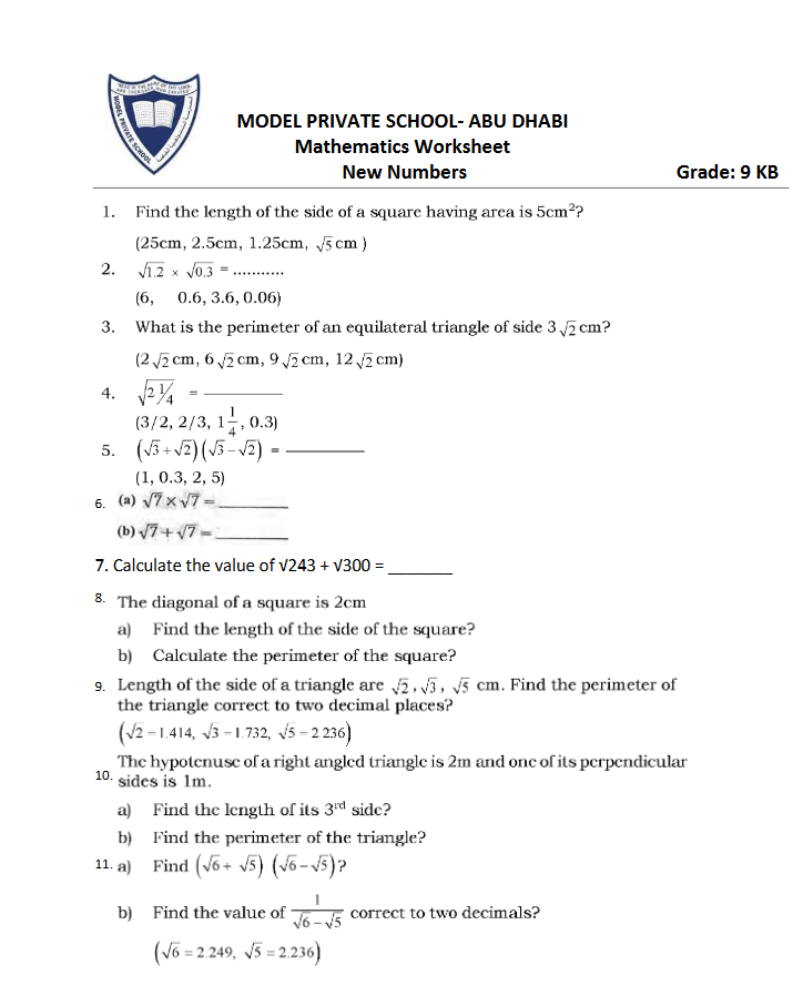 4 MODEL PRIVATE SCHOOL ABU DHABI Mathematics | StudyX