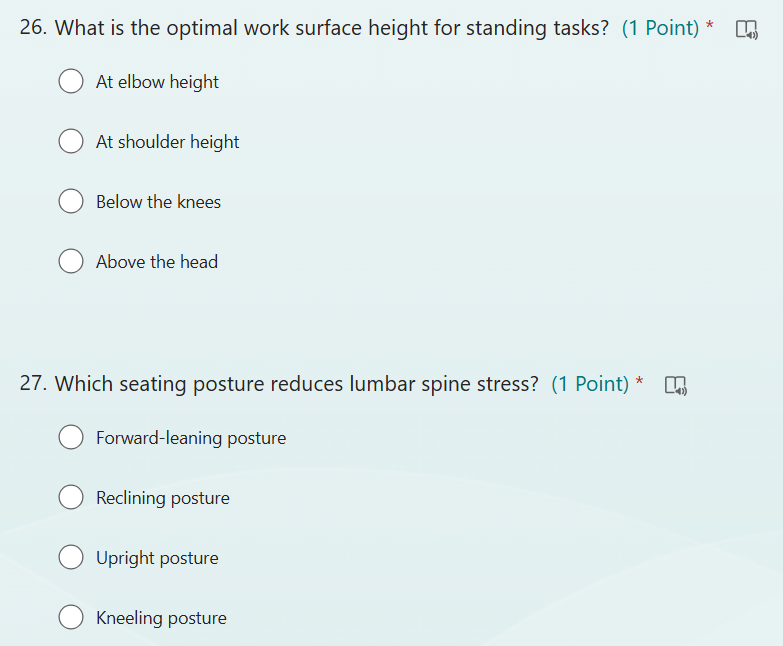 26 What is the optimal work surface height | StudyX