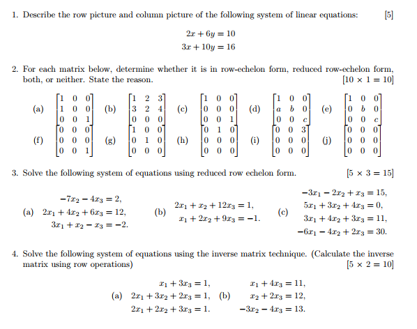 1 Describe the row picture and column picture | StudyX