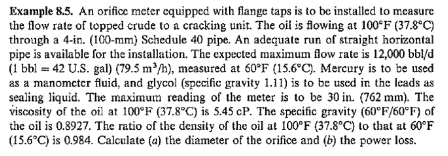 Example 85 An orifice meter equipped with | StudyX