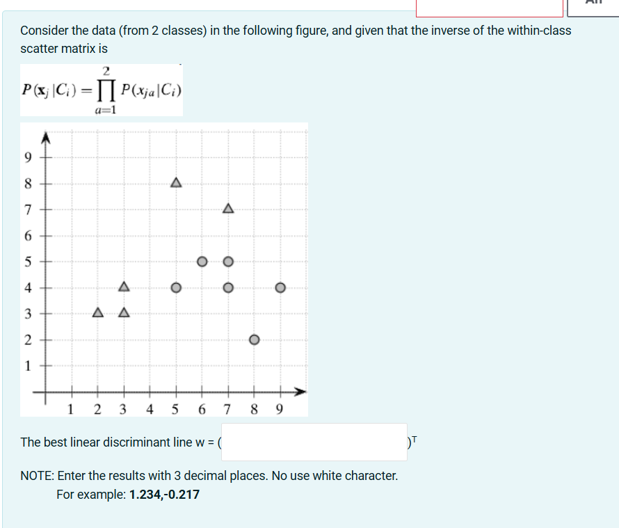 Consider the data from 2 classes in the | StudyX