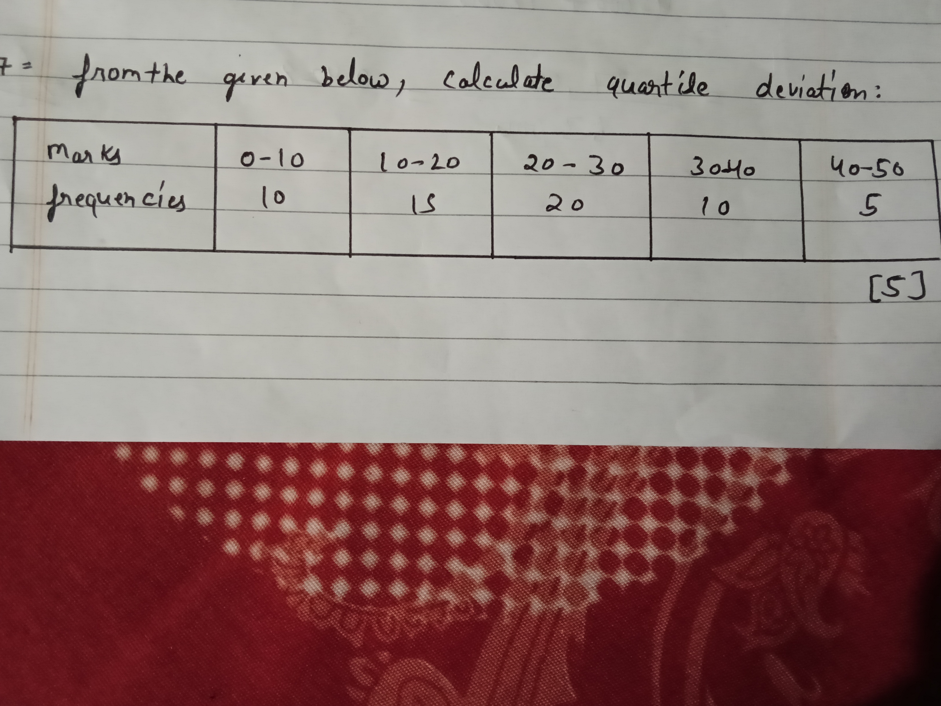 7 fromthe given below calculate quartile | StudyX