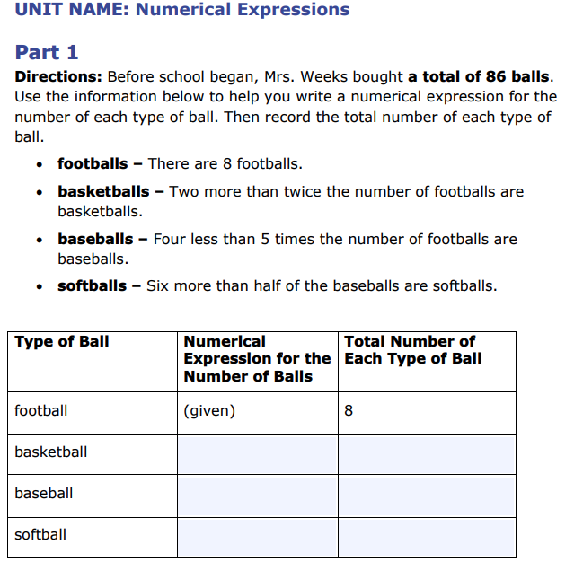 UNIT NAME Numerical Expressions Part 1 | StudyX