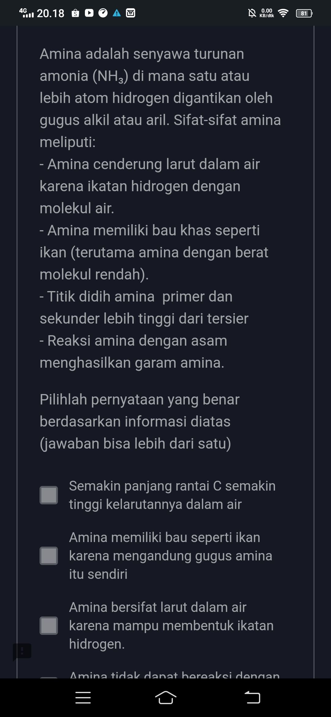 Amina adalah senyawa turunan amonia NH3 di | StudyX