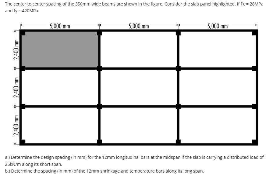 The center to center spacing of the 350mm | StudyX