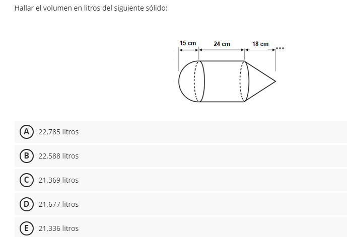 Hallar el volumen en litros del siguiente | StudyX