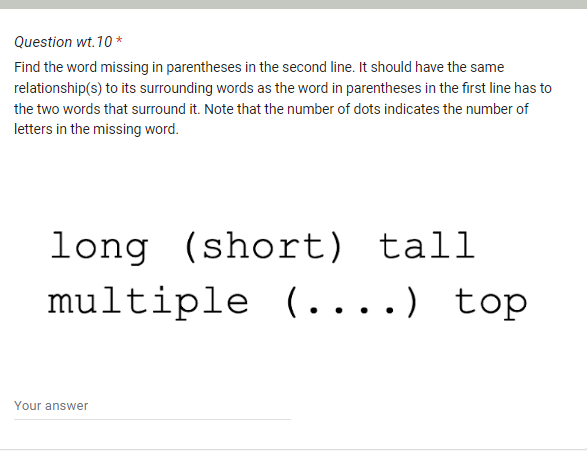 Question wt 10 Find the word missing in | StudyX