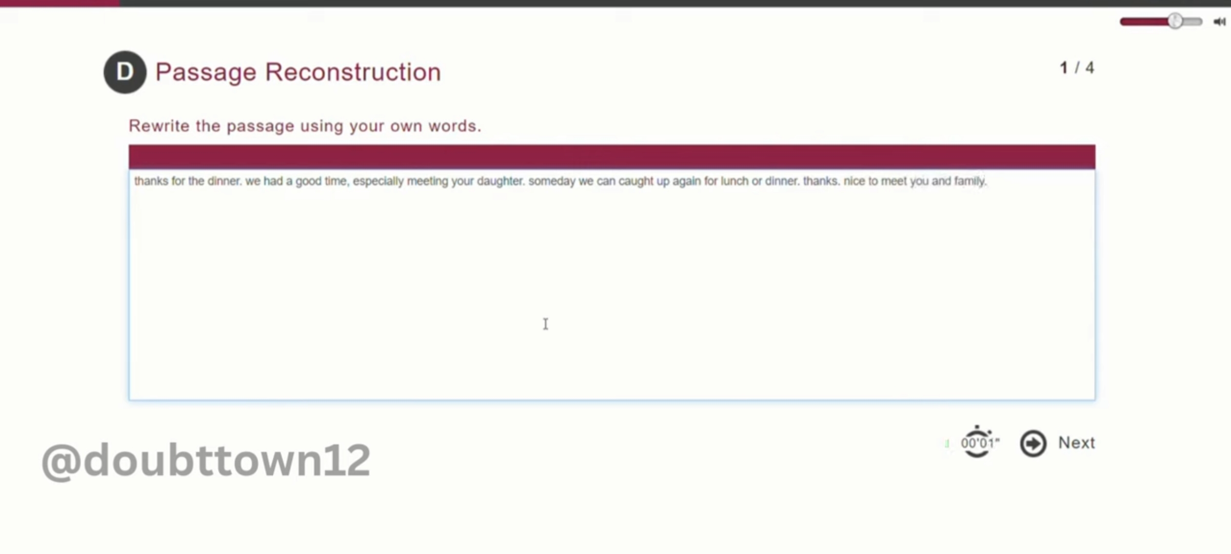D Passage Reconstruction 1 / 4 Rewrite the | StudyX