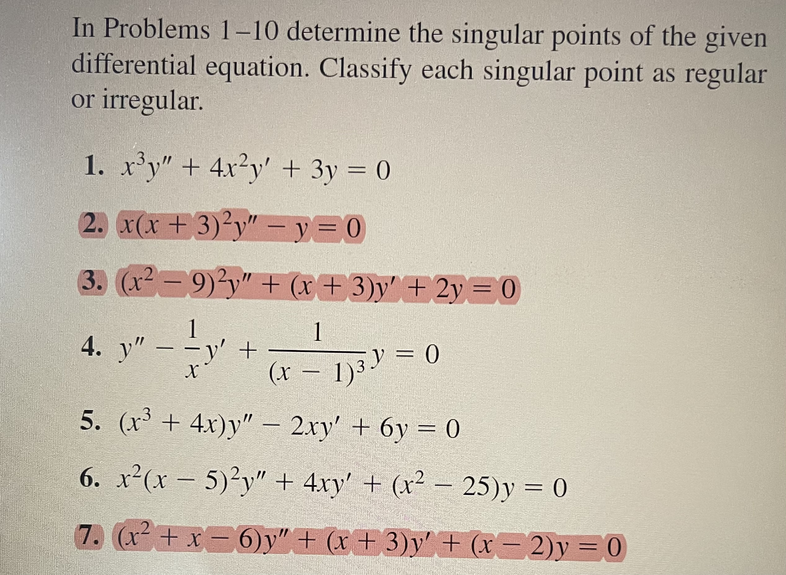 In Problems 1-10 determine the singular | StudyX