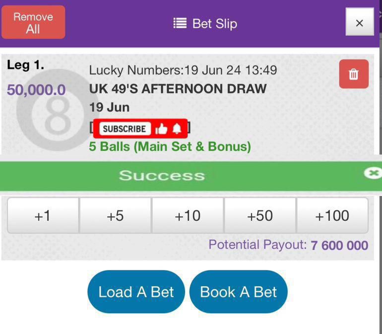 Remove All Bet Slip Leg 1 Lucky Numbers19