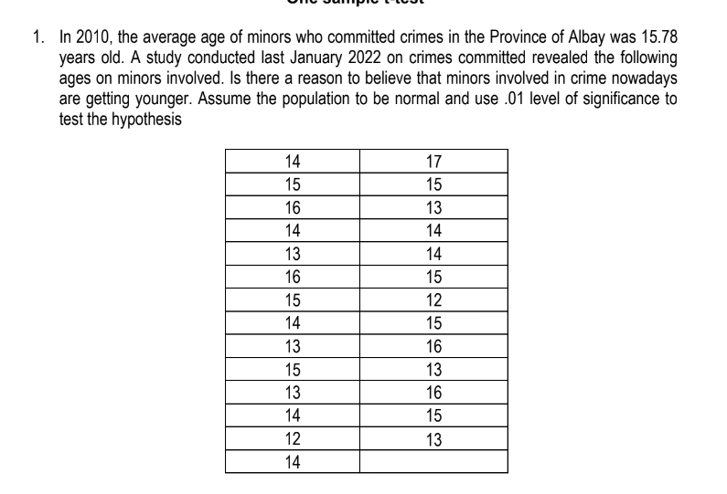 1 In 2010 the average age of minors who | StudyX