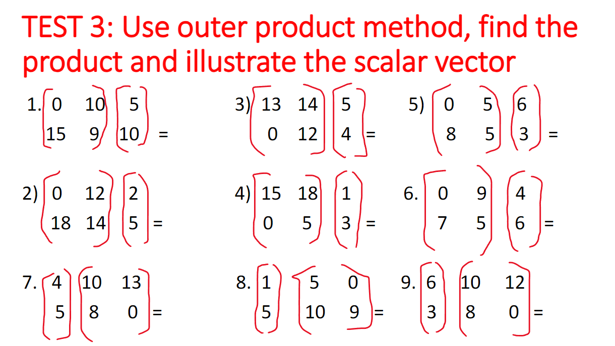 TEST 3 Use outer product method find the | StudyX