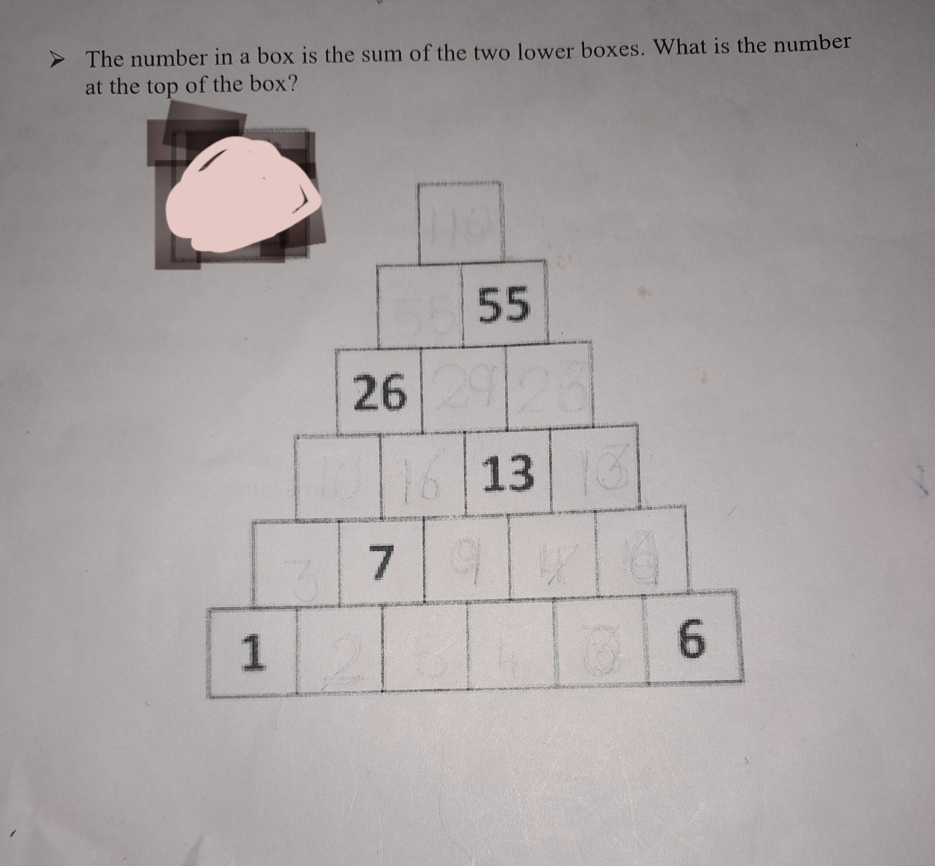 The number in a box is the sum of the two | StudyX