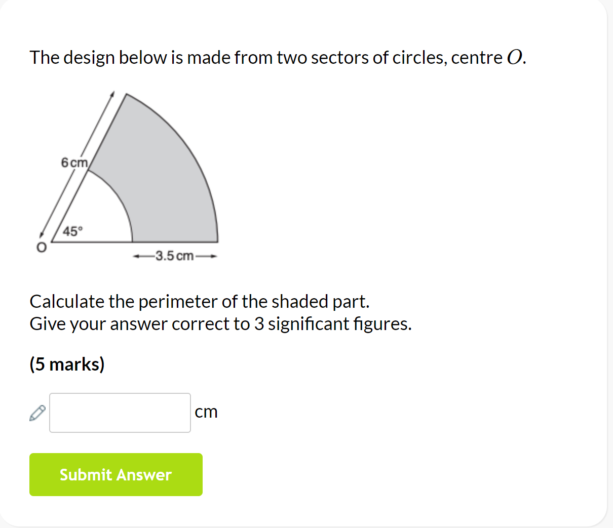The design below is made from two sectors of
