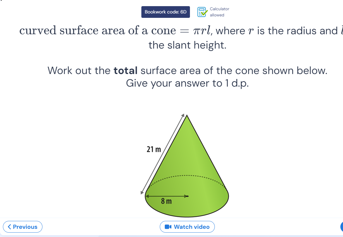 Bookwork code 6D Calculator allowed curved | StudyX