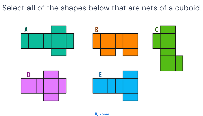 Select all of the shapes below that are nets