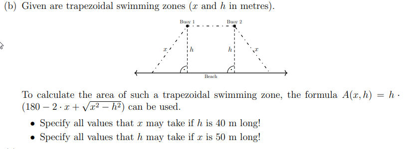 (b) Given are trapezoidal swimming zones ( | StudyX