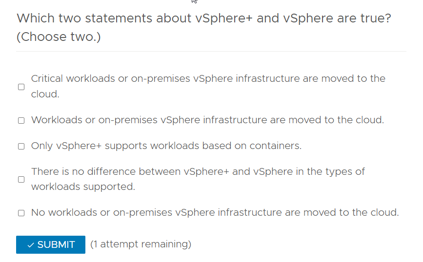 Which two statements about vSphere+ and | StudyX
