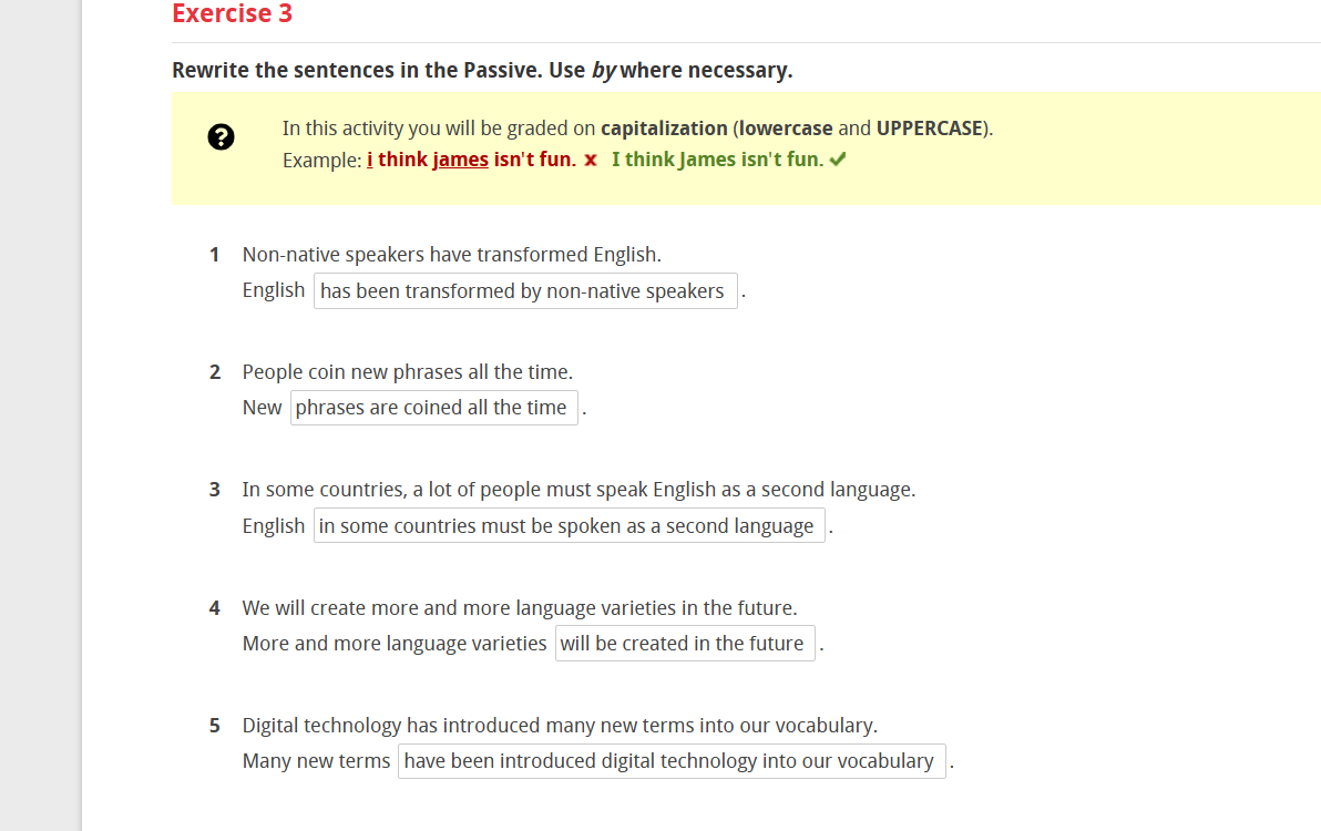 Exercise 3 Rewrite the sentences in the | StudyX