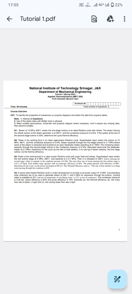 Q1.- Steam at 10 MPa, 600°C enters the | StudyX