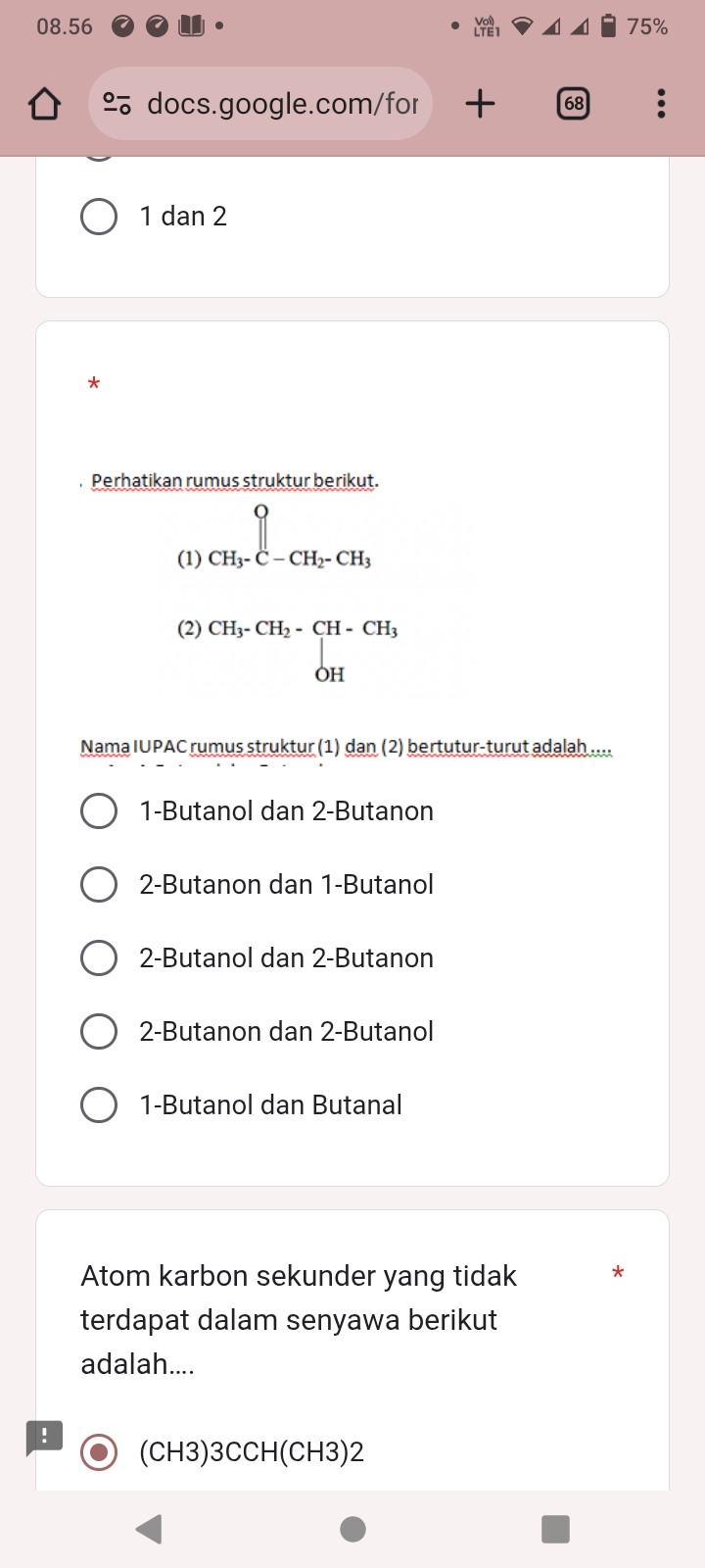 Perhatikan rumus struktur berikut. (1) | StudyX