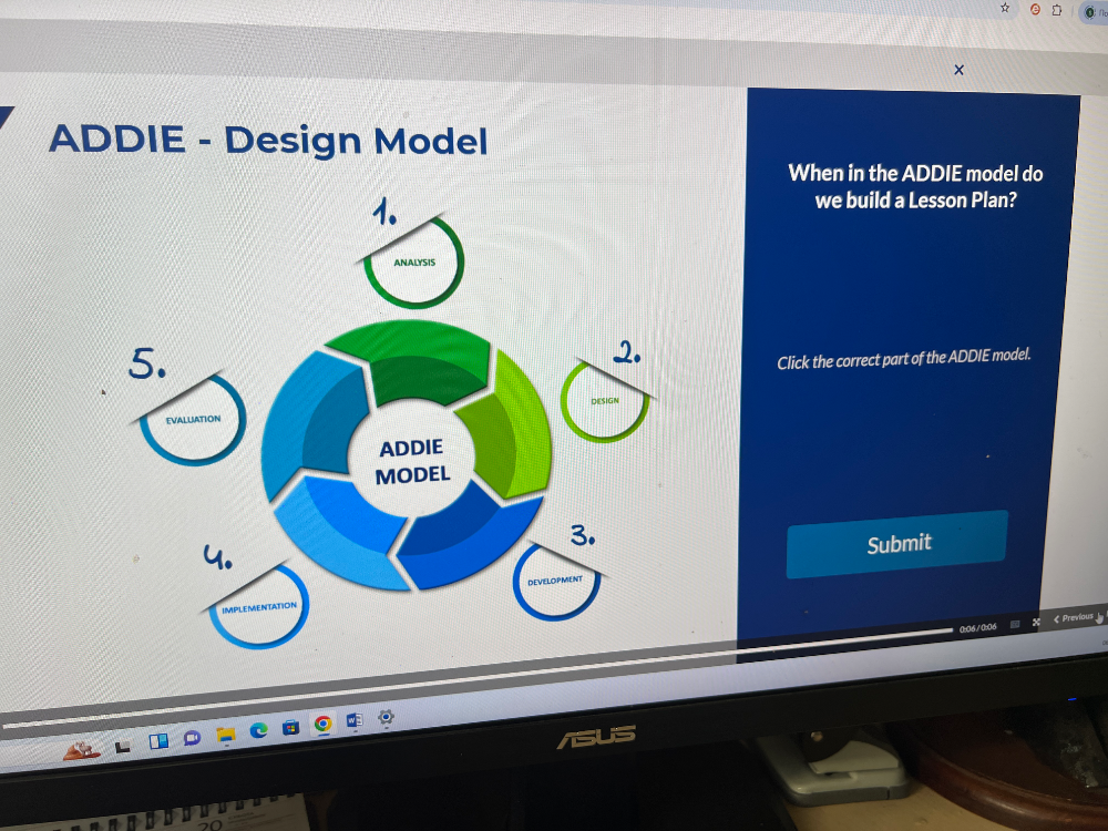 When in the ADDIE model do we build a Lesson | StudyX
