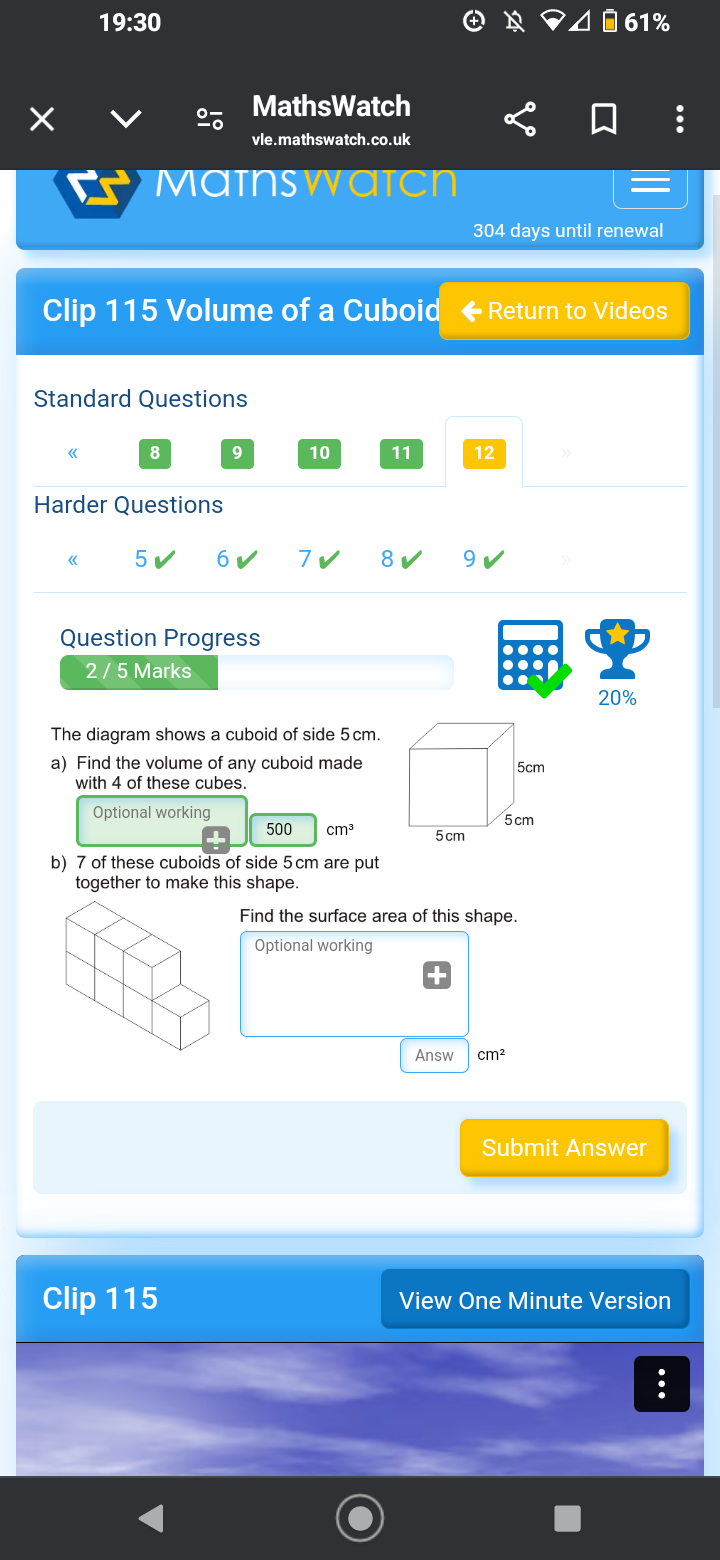 The diagram shows a cuboid of side 5 cm. a) | StudyX