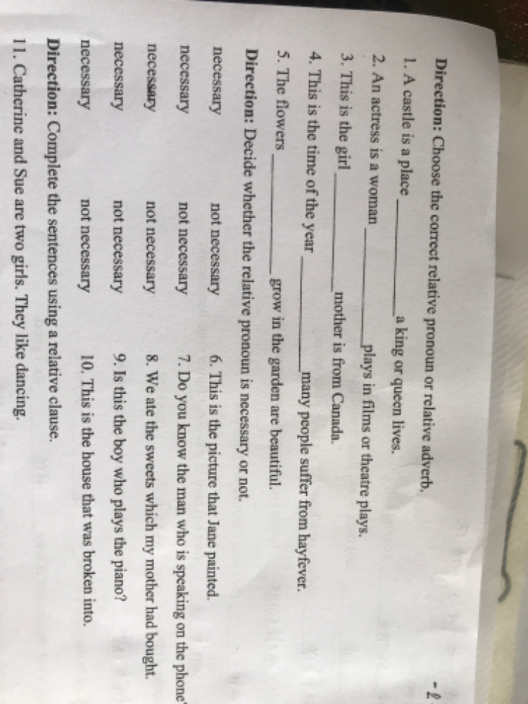 Direction: Choose the correct relative | StudyX