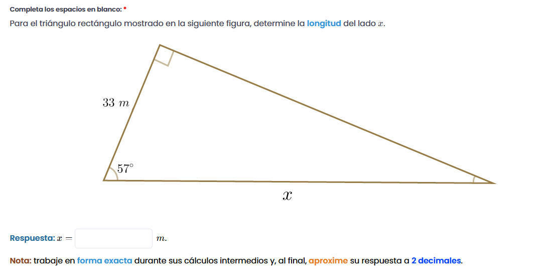 Para el triángulo rectángulo mostrado en la | StudyX