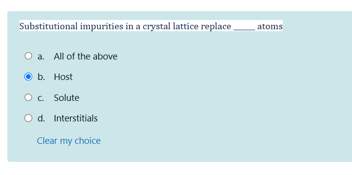 Substitutional impurities in a crystal | StudyX
