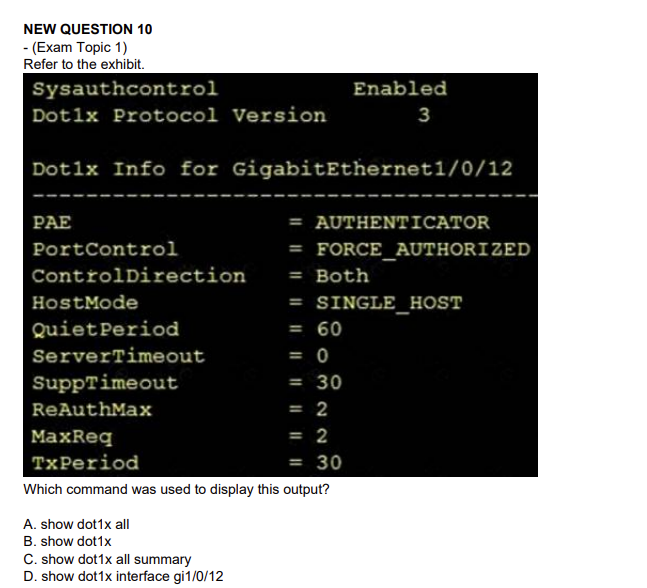 Sysauthcontrol Enabled Dot1x Protocol | StudyX