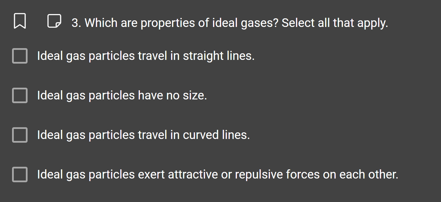 3. Which are properties of ideal gases? | StudyX