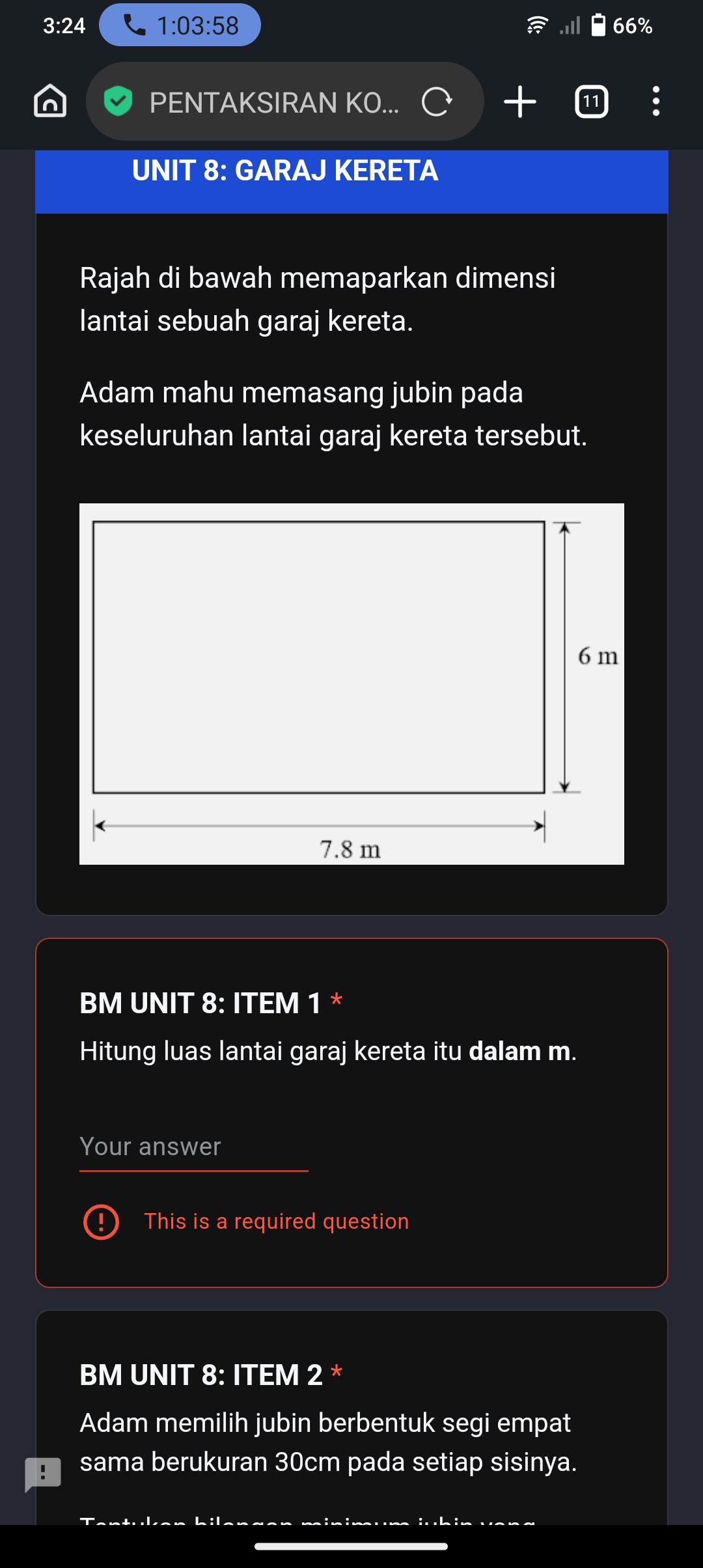 Rajah di bawah memaparkan dimensi lantai | StudyX