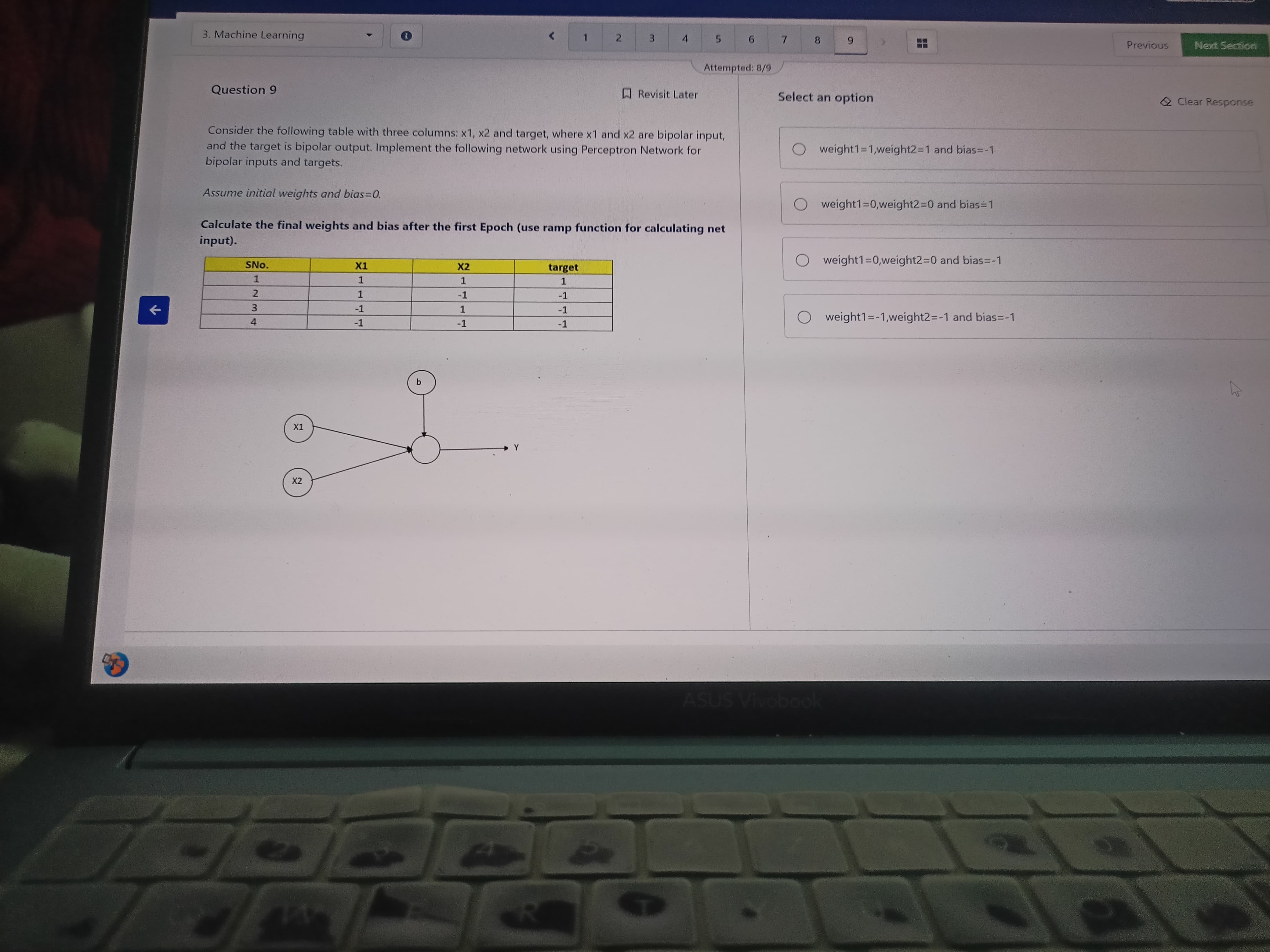 Consider the following table with three | StudyX