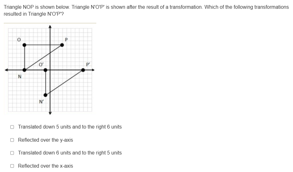 Triangle NOP is shown below. Triangle N'O'P' | StudyX