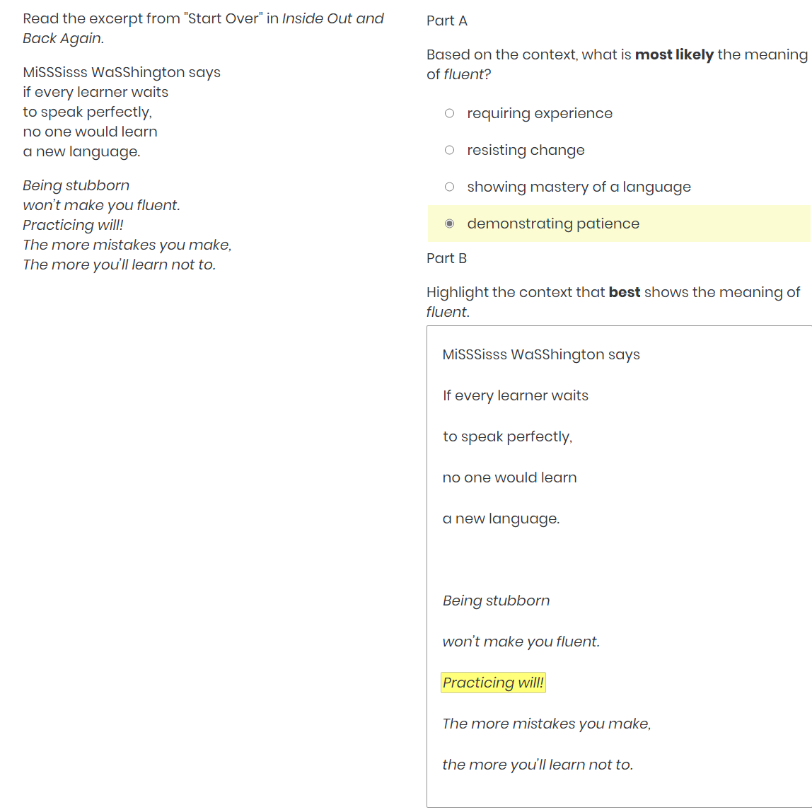 Read the excerpt from "Start Over" in Inside | StudyX