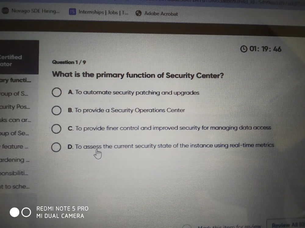 Question 1/9 What is the primary function | StudyX