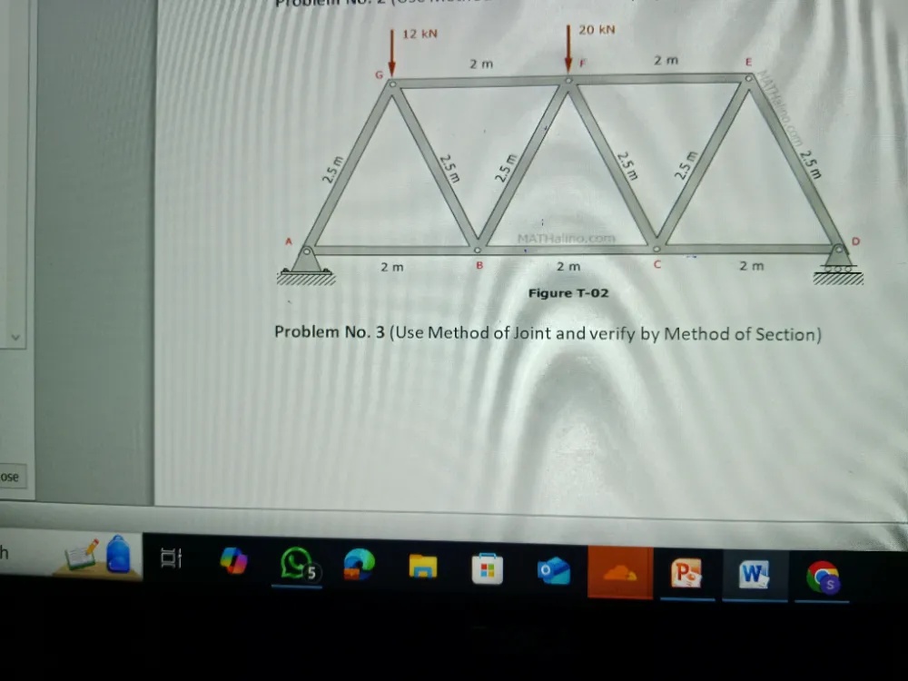 Problem No. 3 (Use Method of Joint and | StudyX