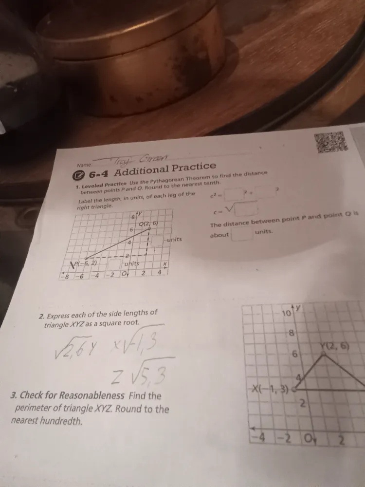 1. Leveled Practice Use the Pythagorean | StudyX