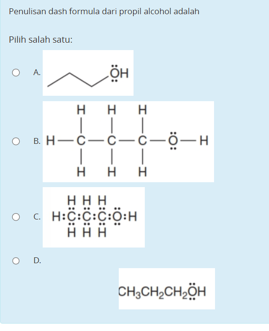 Penulisan dash formula dari propil alcohol | StudyX