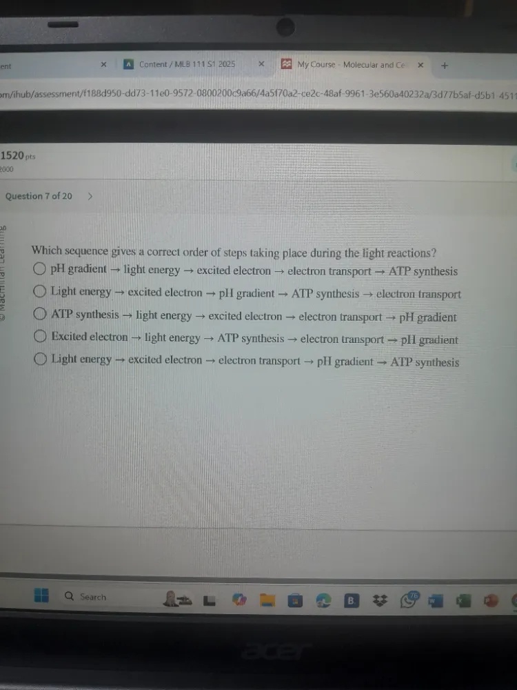 Which sequence gives a correct order of | StudyX