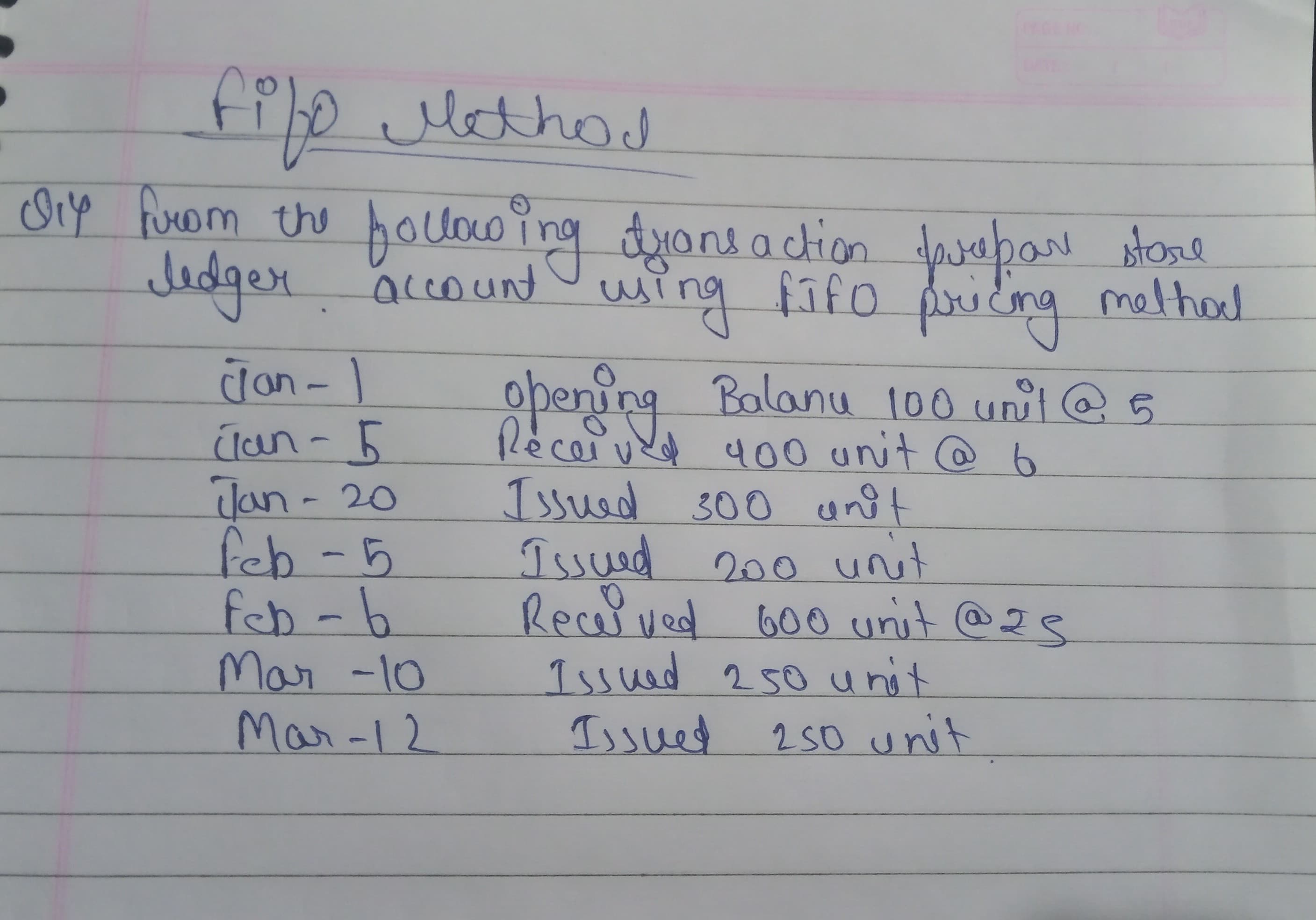 FIFO Method diy from the following | StudyX