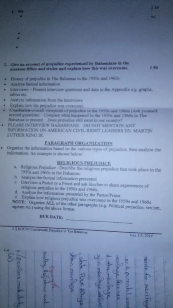 2. Give an account of prejudice experienced | StudyX