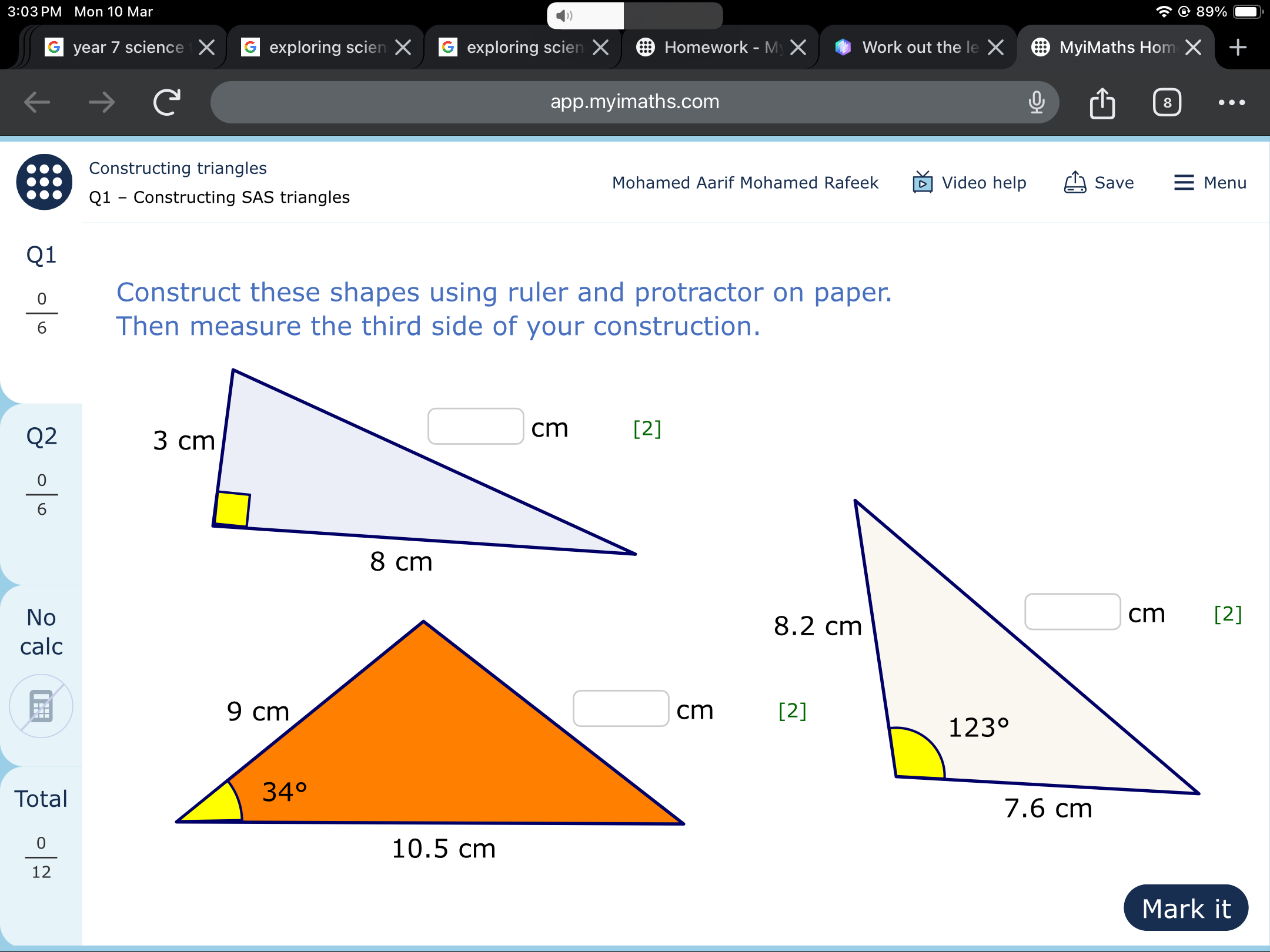 Construct these shapes using ruler and | StudyX