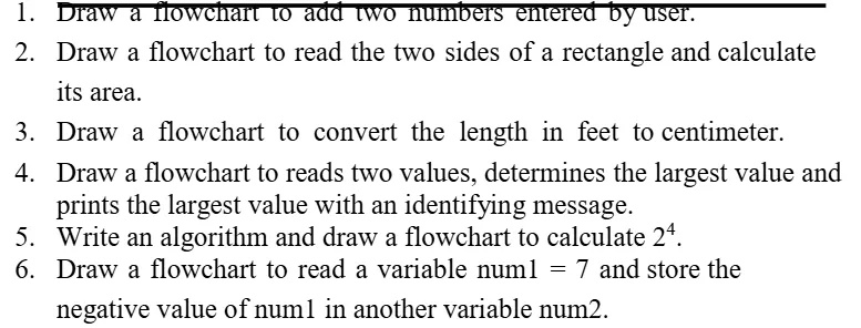 1. Draw a flowchart to add two numbers | StudyX