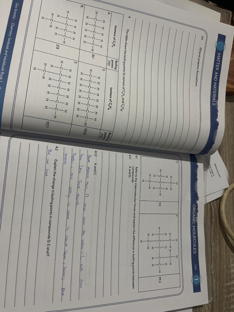 4. The table shows the boiling points for | StudyX